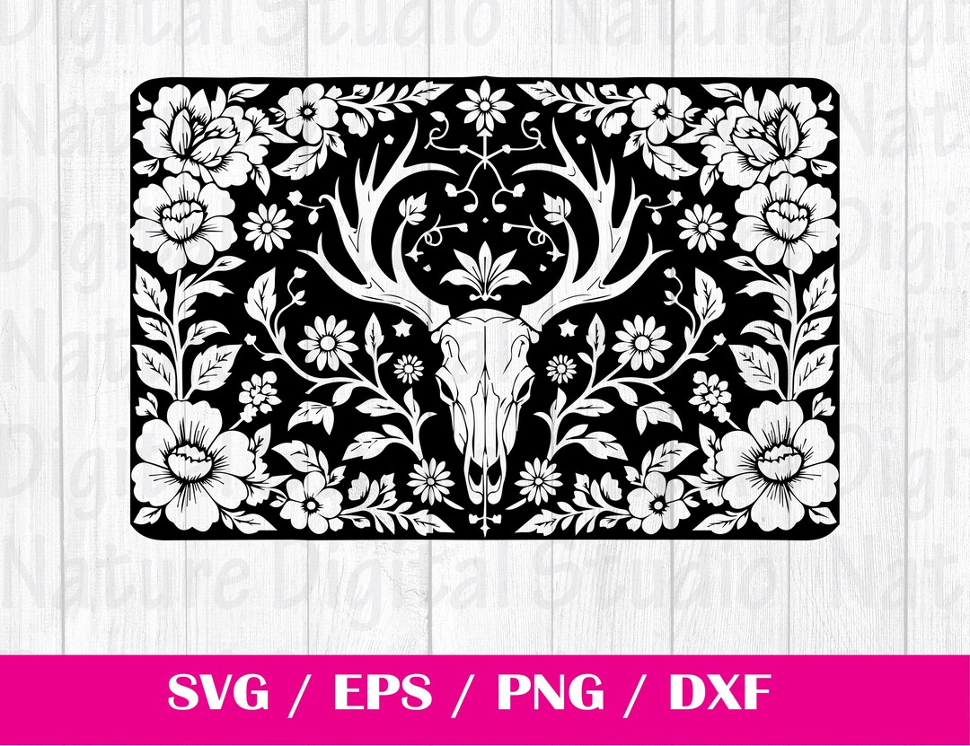 Tooled Leather Pattern Reindeer Longhorn Skull SVG, Svg Files , Carving ...