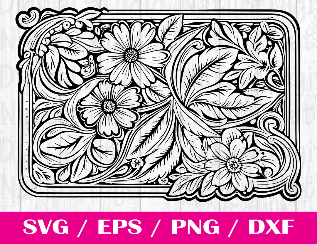 Tooled Leather Pattern Floral SVG, Svg Files, Svg Files for Cricut, Svg ...