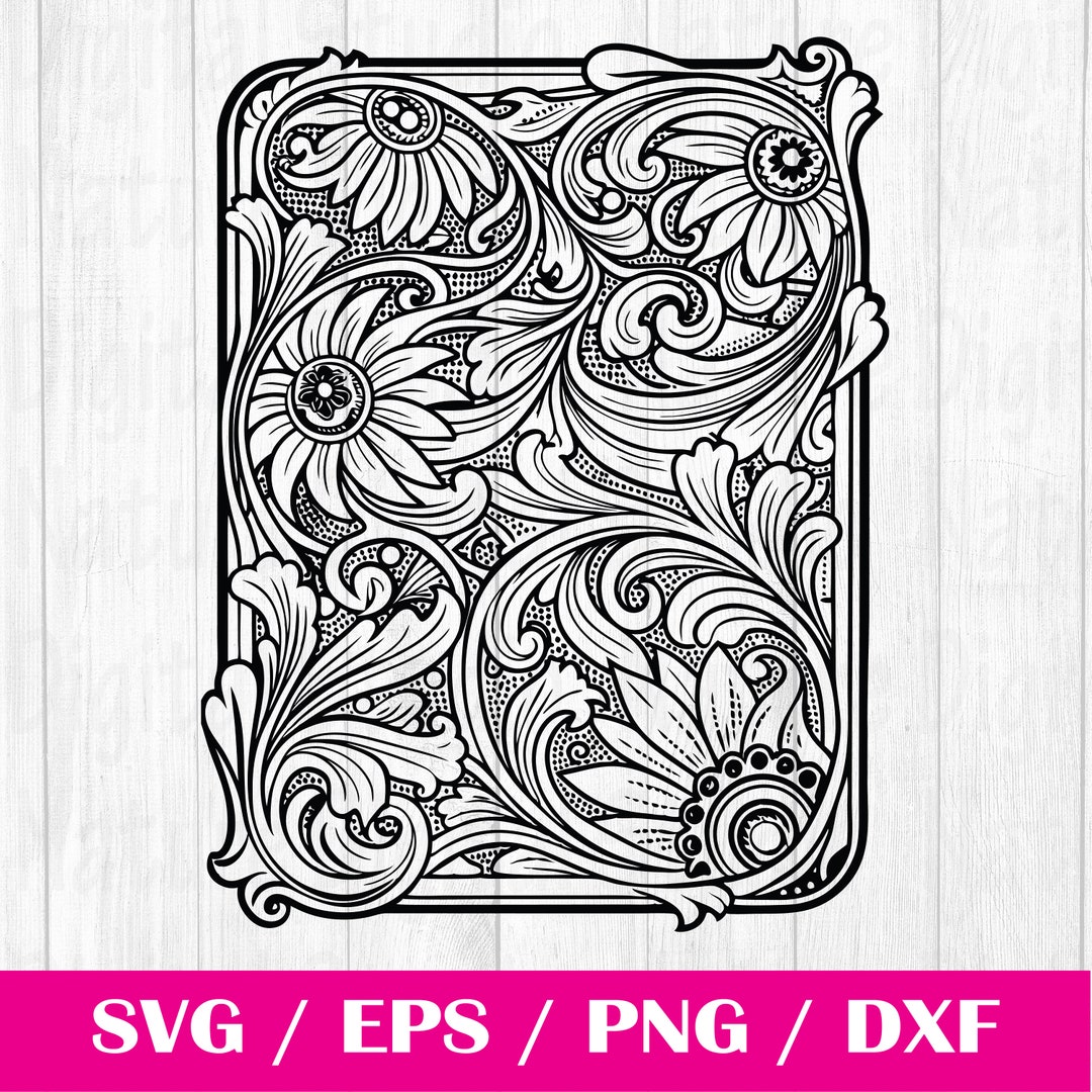 Tooled Leather Pattern Floral SVG, Svg Files, Svg Files for Cricut, Svg ...
