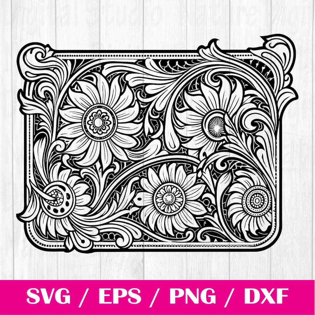 Tooled Leather Pattern Floral SVG, Svg Files, Svg Files for Cricut, Svg ...