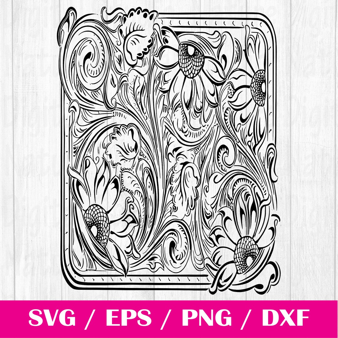 Tooled Leather Pattern Floral SVG, Svg Files, Svg Files for Cricut, Svg ...