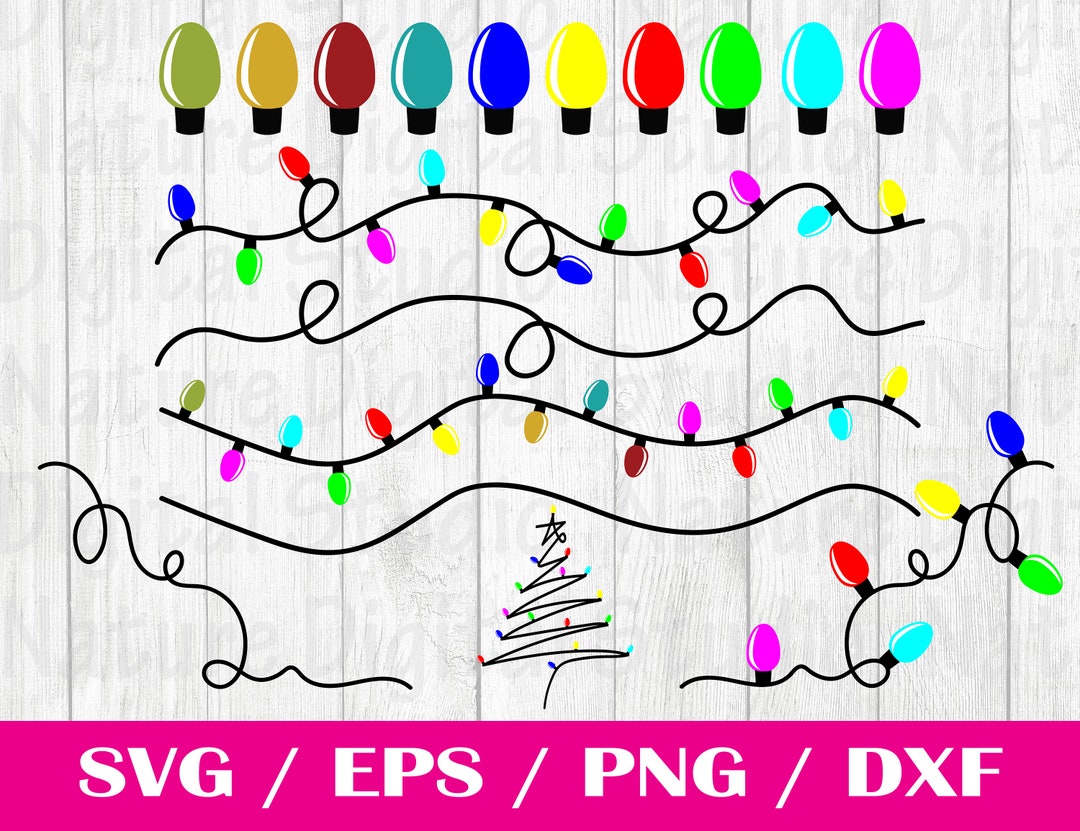 Christmas Lights Svg,string,seamless,party,xmas,dxf,cut File,holiday ...