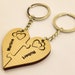 Personalized Interlocking Heart Wooden Keyring / Keychain Set With ...