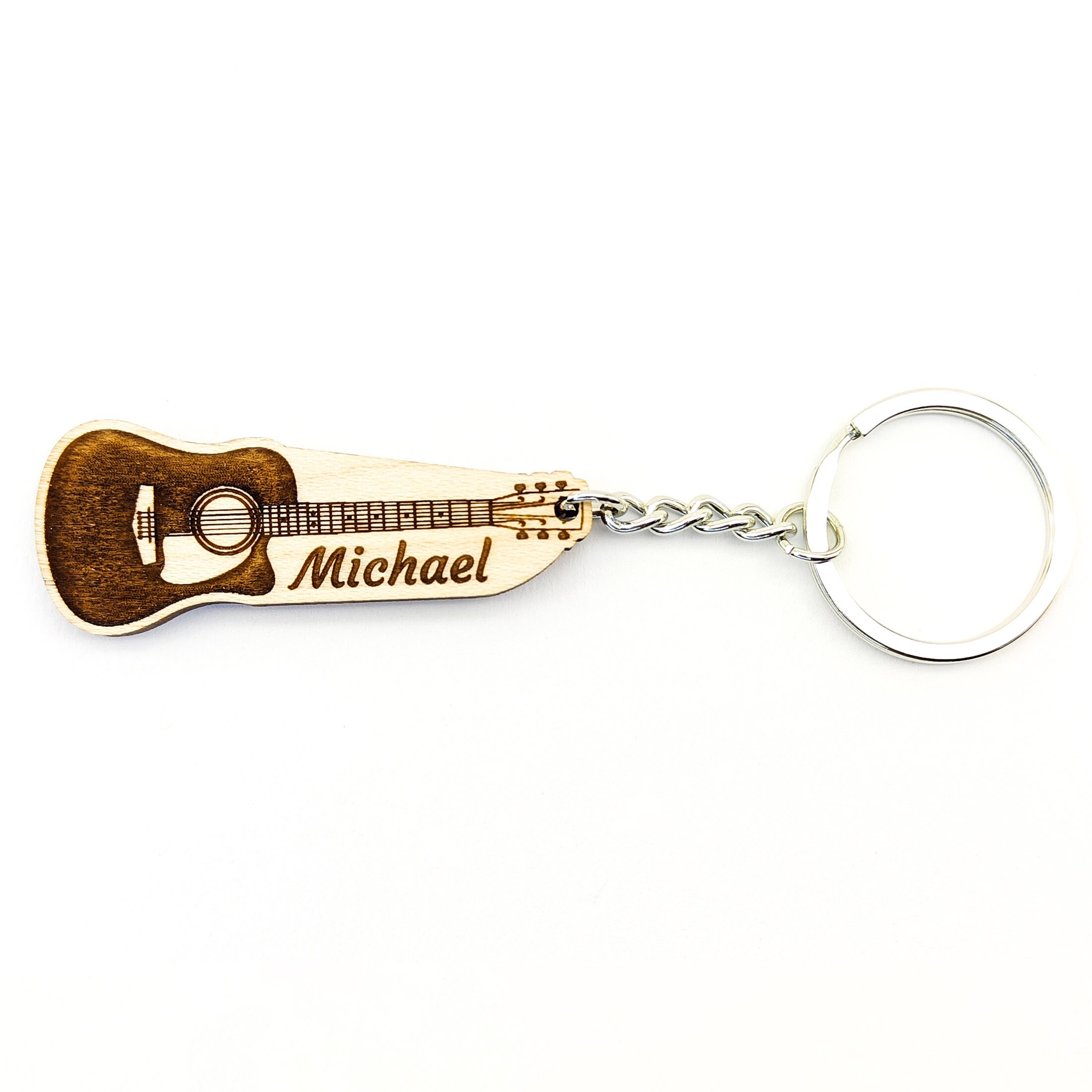 Personalized Electric / Acoustic Guitar Wooden Keyring / Keychain With ...