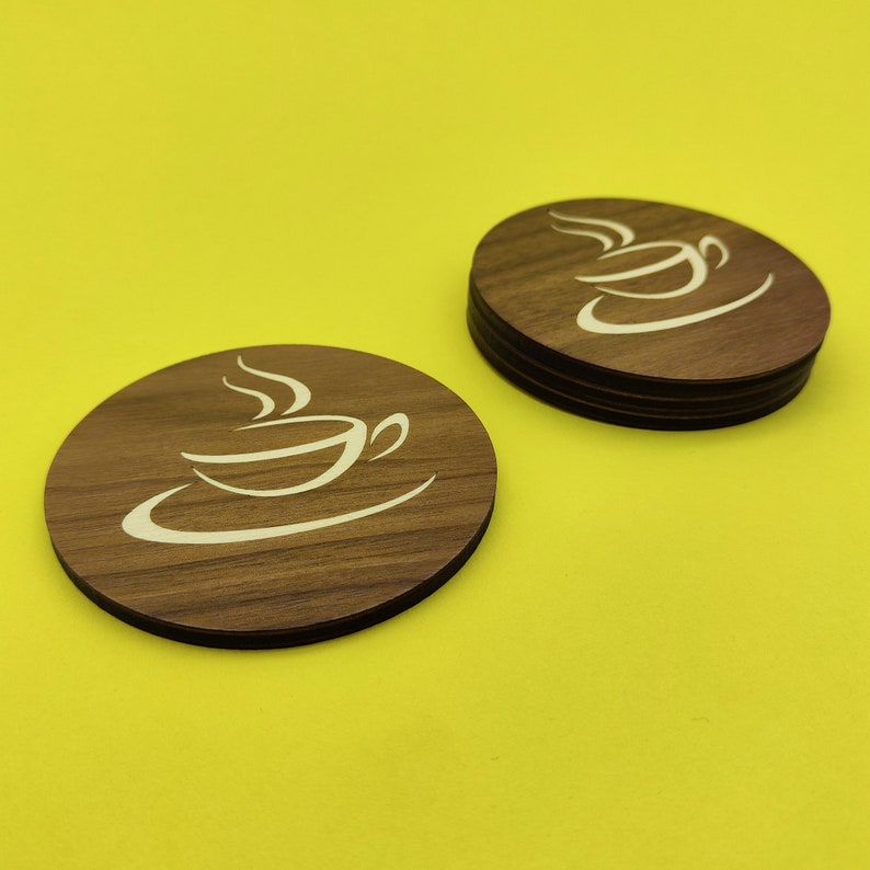 Coffee / Tea Coaster With Unique Wooden Inlay Beverage Coasters for ...