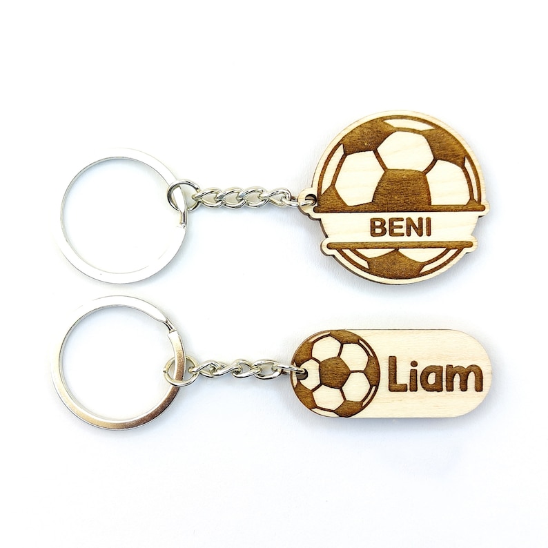 Personalized Football / Soccer Wooden Keyring / Keychain With Custom ...