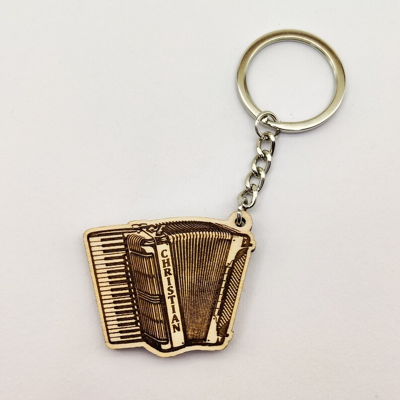 Personalized Piano-accordion Wooden Keyring / Keychain With - Etsy