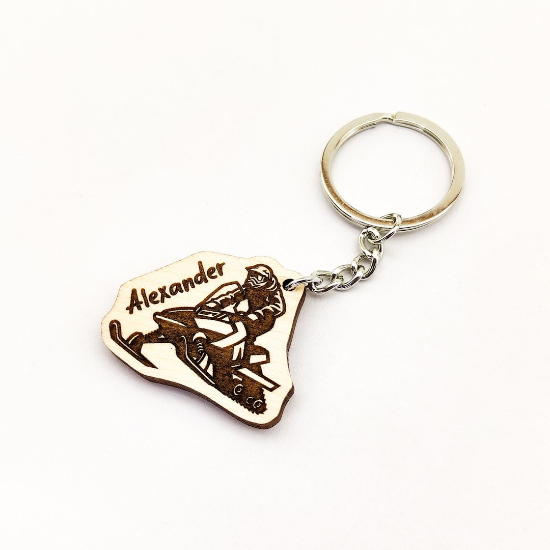 Personalized Snowmobile Wooden Keyring / Keychain With Custom Name ...