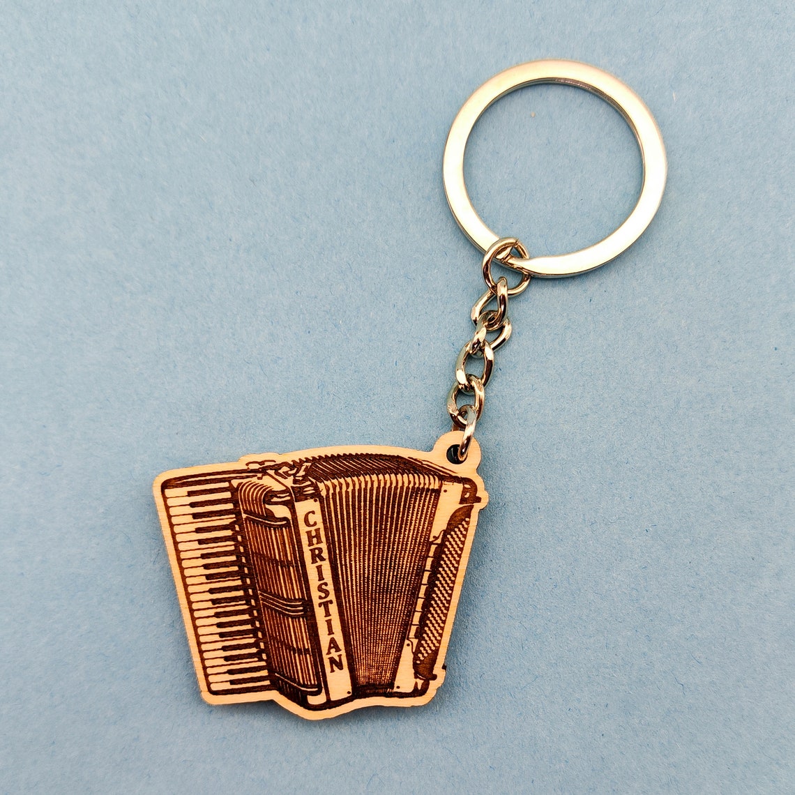 Personalized Piano-accordion Wooden Keyring / Keychain With Custom Name ...