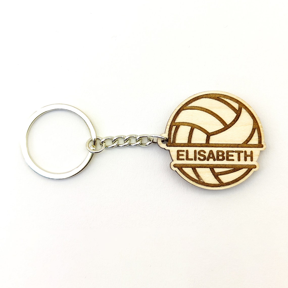Personalized Volleyball Wooden Keyring / Keychain With Custom Name ...