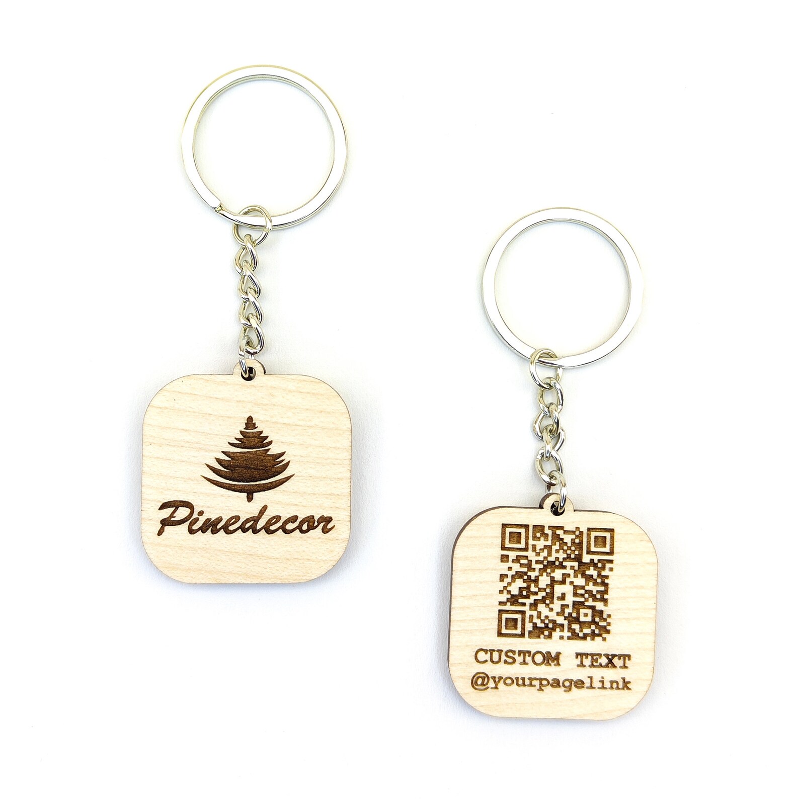 Personalized Logo Keyring / Keychain With Custom QR Code and Text ...