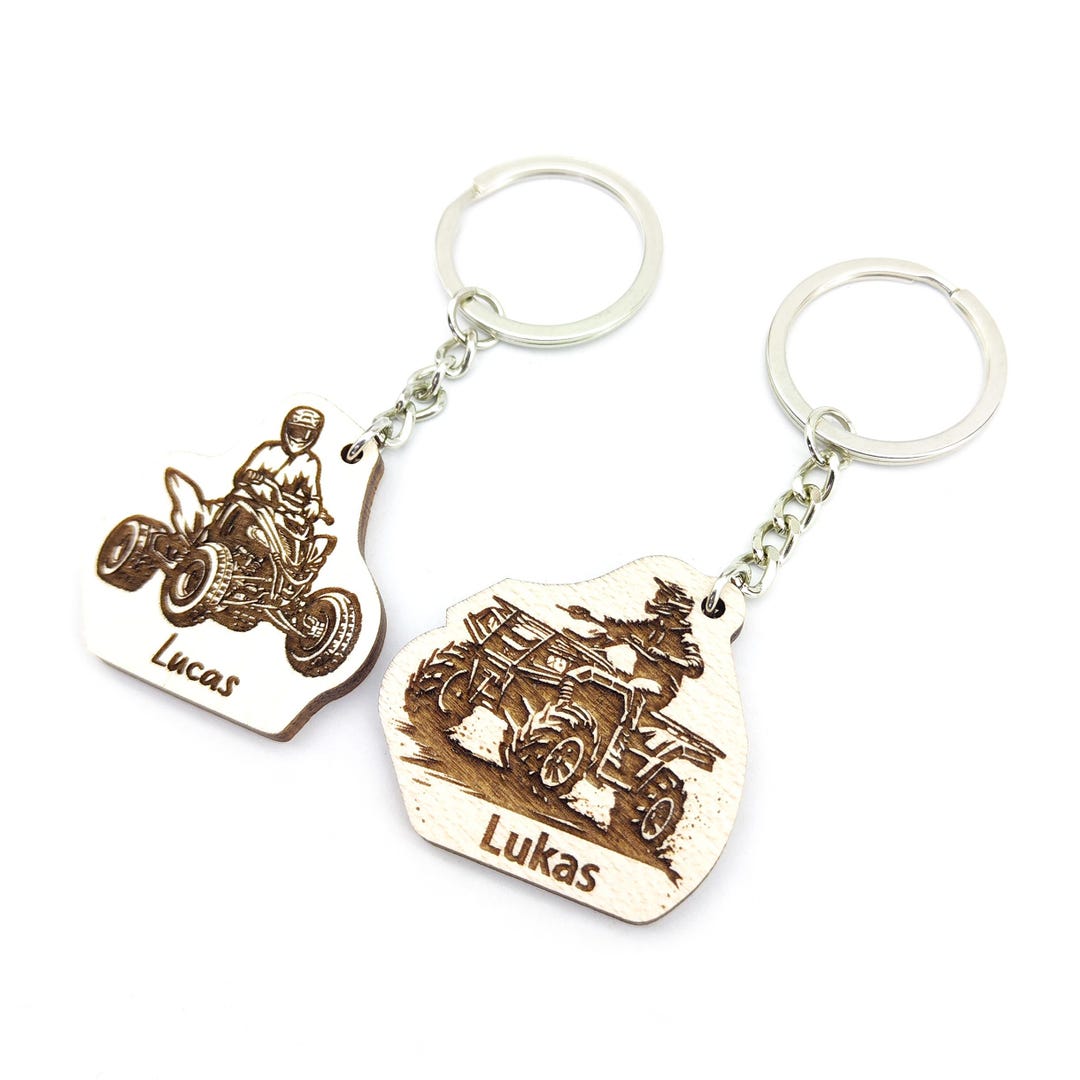 Personalized ATV - 4-wheeler Wooden Keyring / Keychain With Custom Name ...