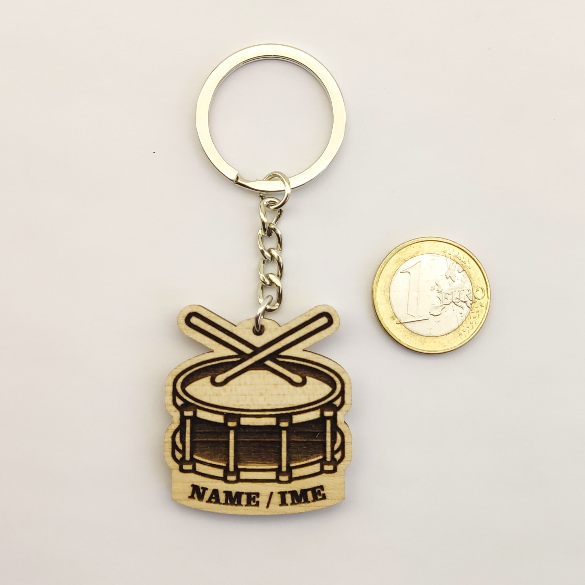 Personalized Drum Wooden Keyring / Keychain With Custom Name Engraving ...