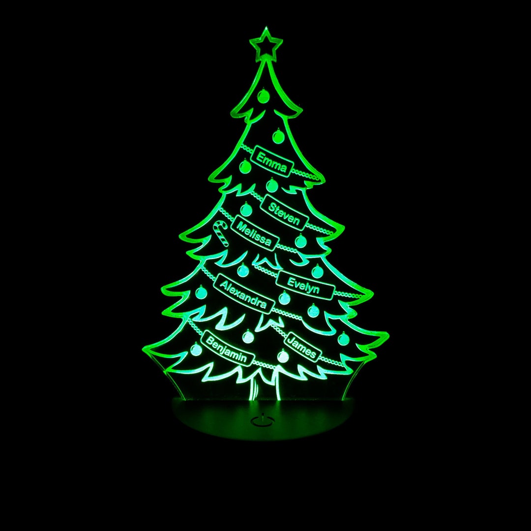 Personalized Christmas Tree Night Light 3D LED Lamp for - Etsy