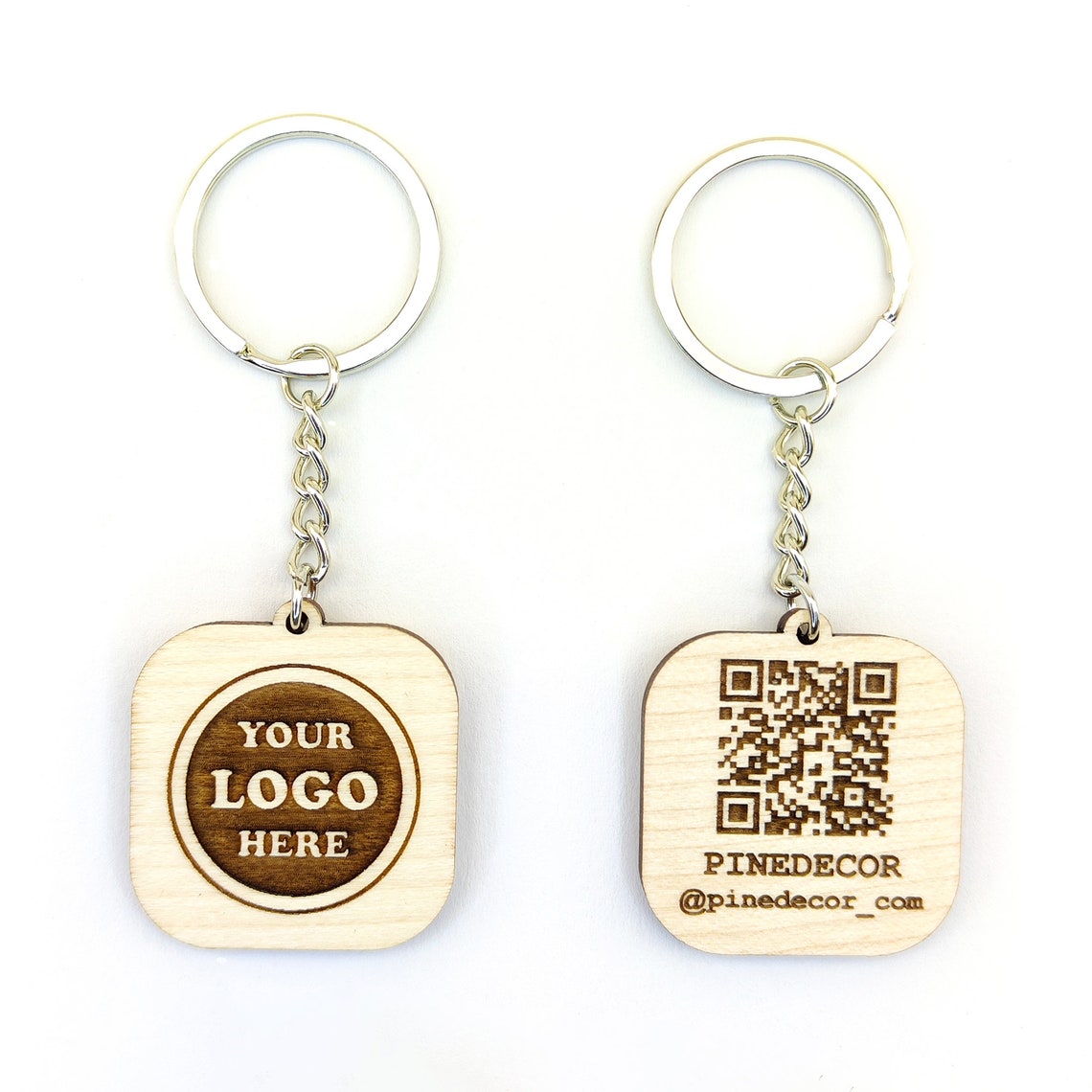 Personalized Logo Keyring / Keychain With Custom QR Code and Text ...