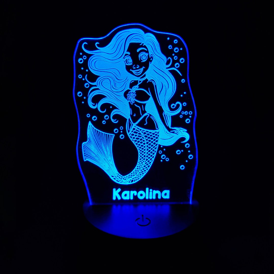 Custom Mermaid Night Light - 3D LED Lamp - Personalized Birthday Gift ...