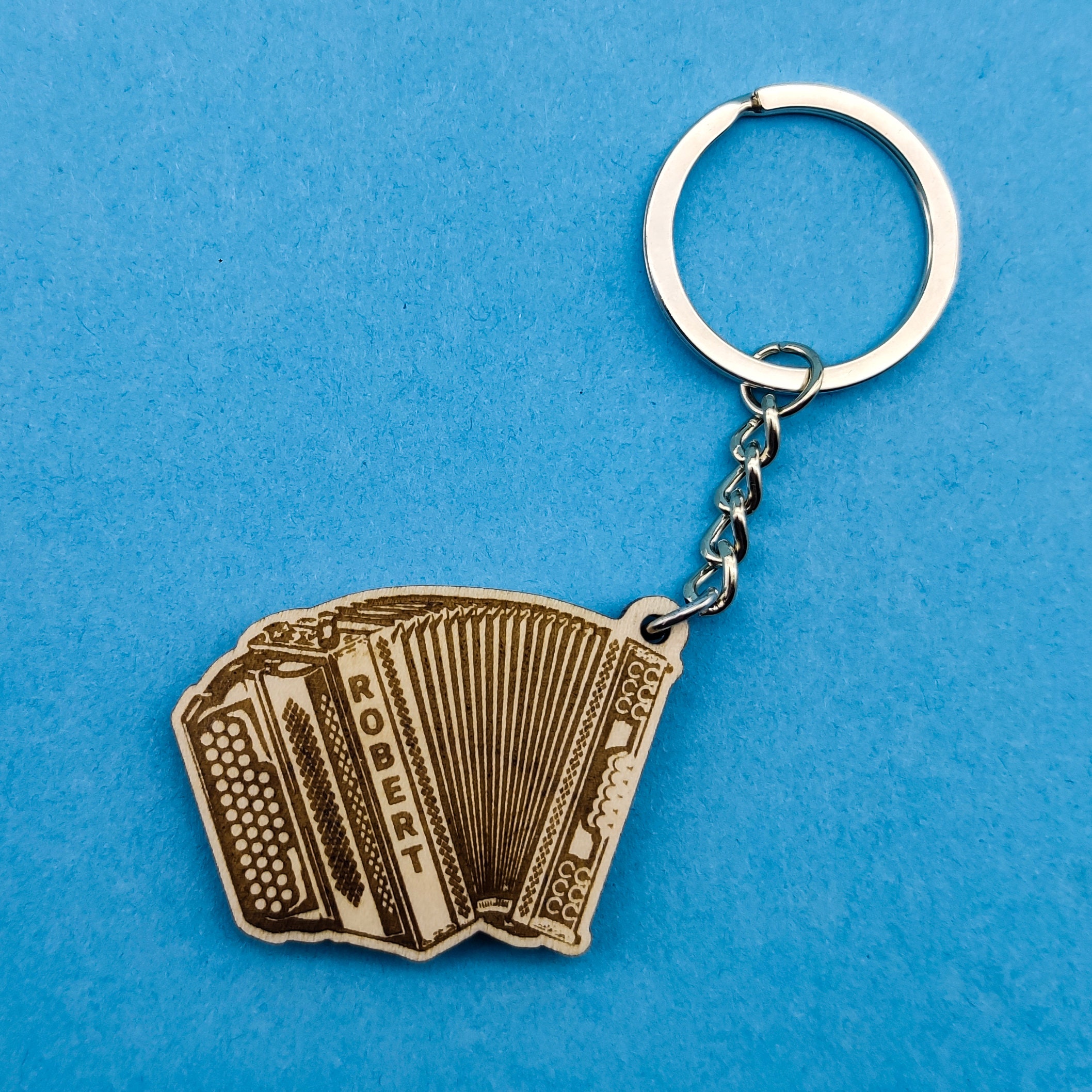 Personalized Accordion Wooden Keyring / Keychain With Custom Name ...