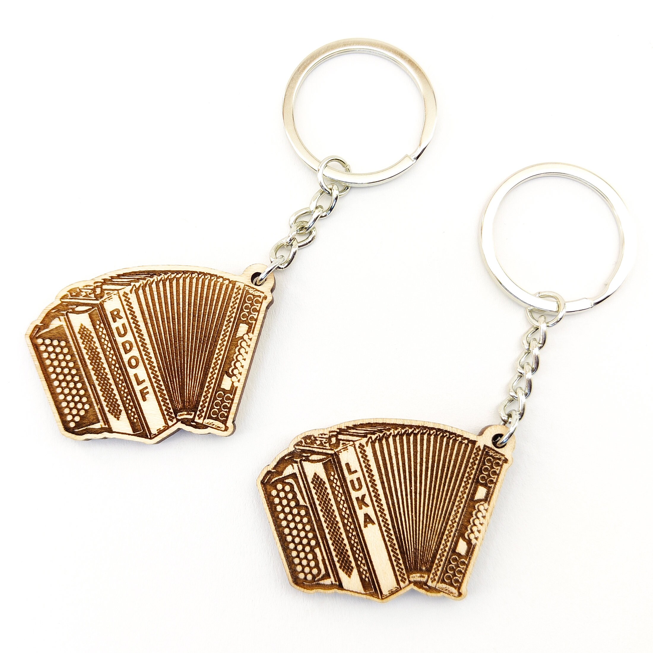 Personalized Accordion Wooden Keyring / Keychain With Custom Name ...
