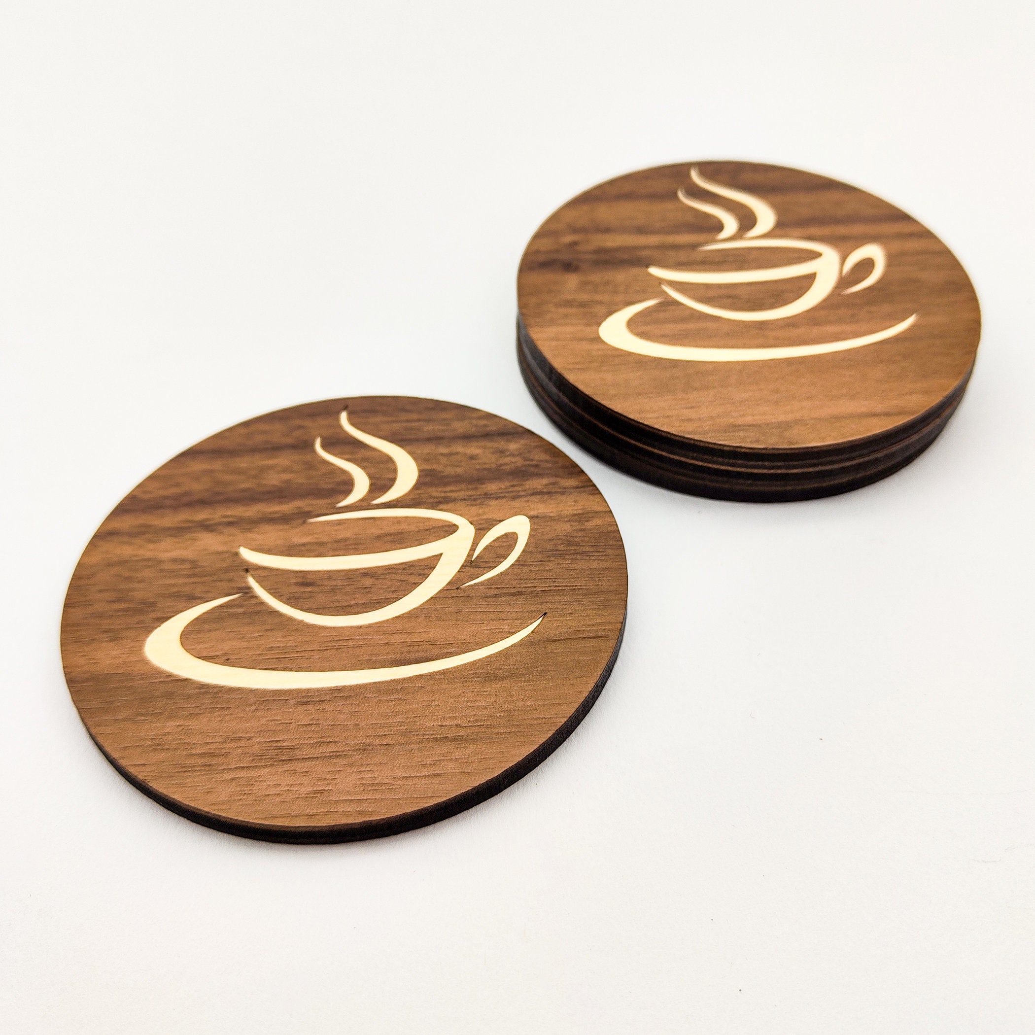 Coffee / Tea Coaster With Unique Wooden Inlay Beverage Coasters for ...