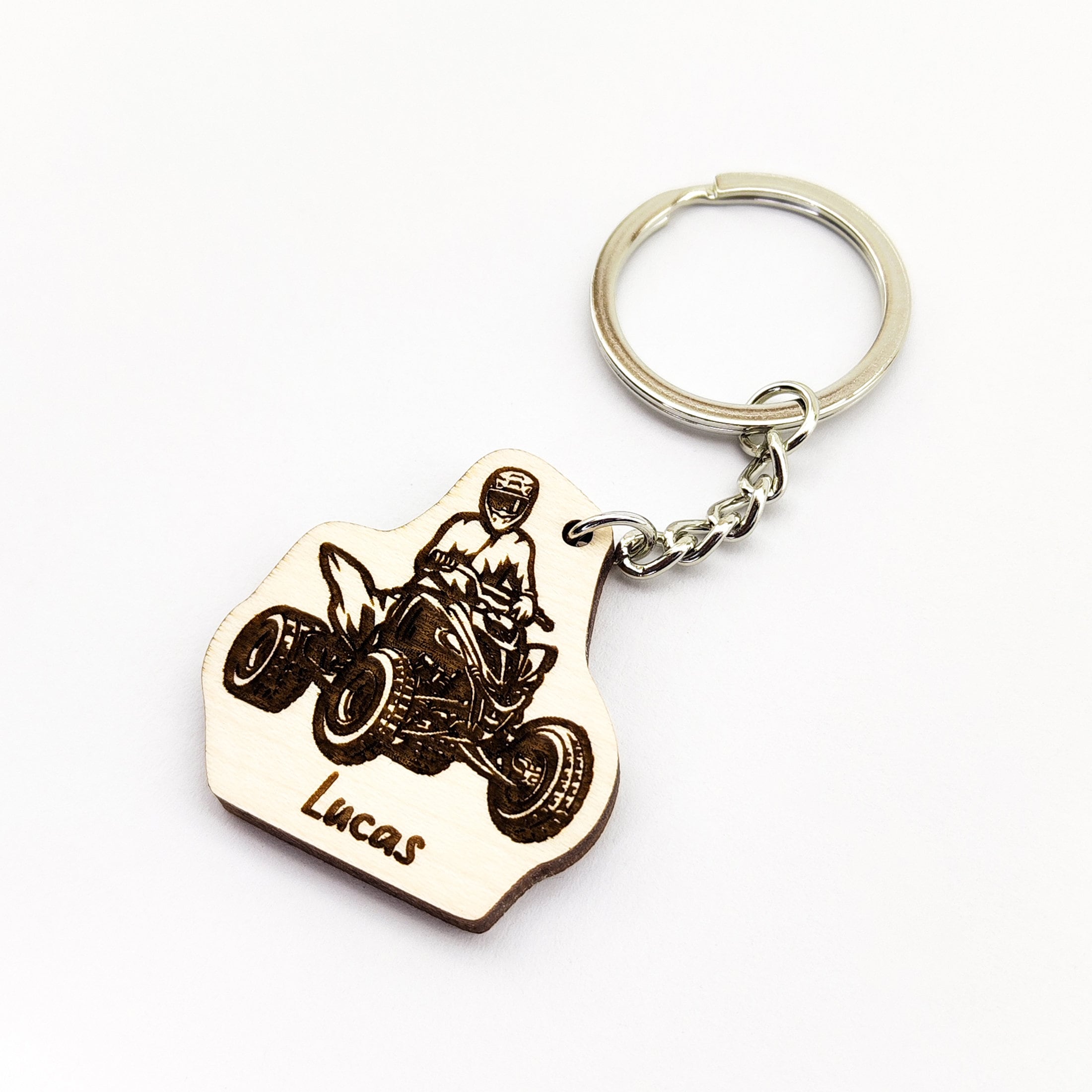 Personalized ATV 4-wheeler Wooden Keyring / Keychain With Custom Name ...