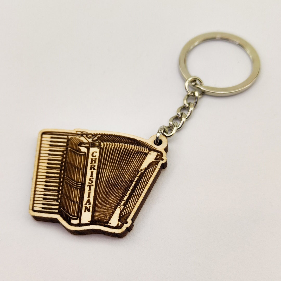 Personalized Piano-accordion Wooden Keyring / Keychain With - Etsy