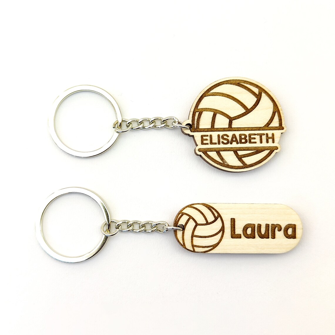Personalized Volleyball Wooden Keyring / Keychain With Custom Name ...