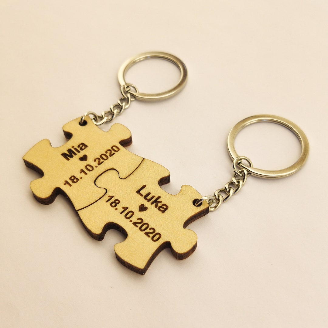 Personalized Interlocking Puzzle Keychain Set With Custom Names and ...