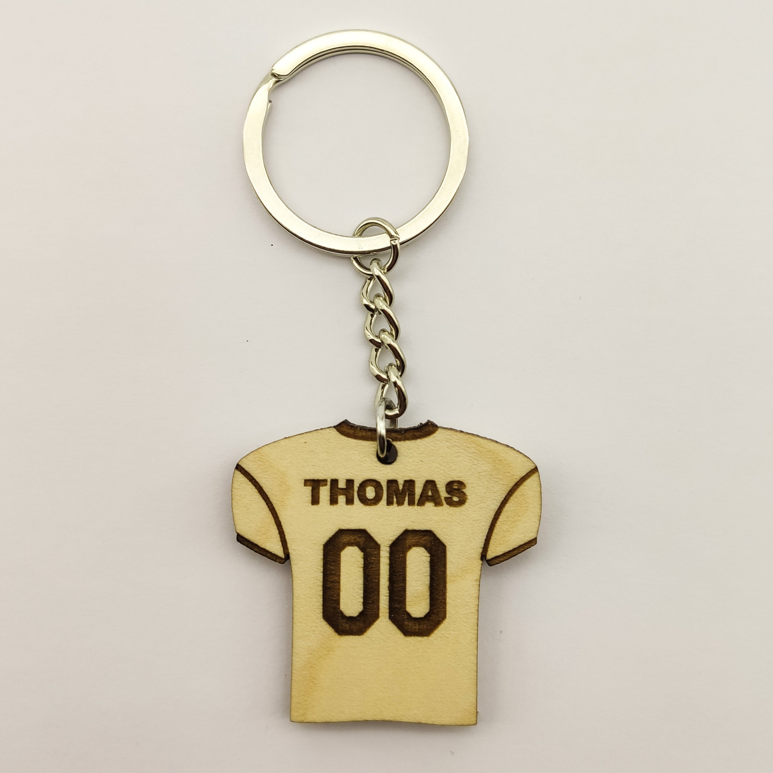 Personalized American Football Jersey Wooden Keyring / Keychain With ...