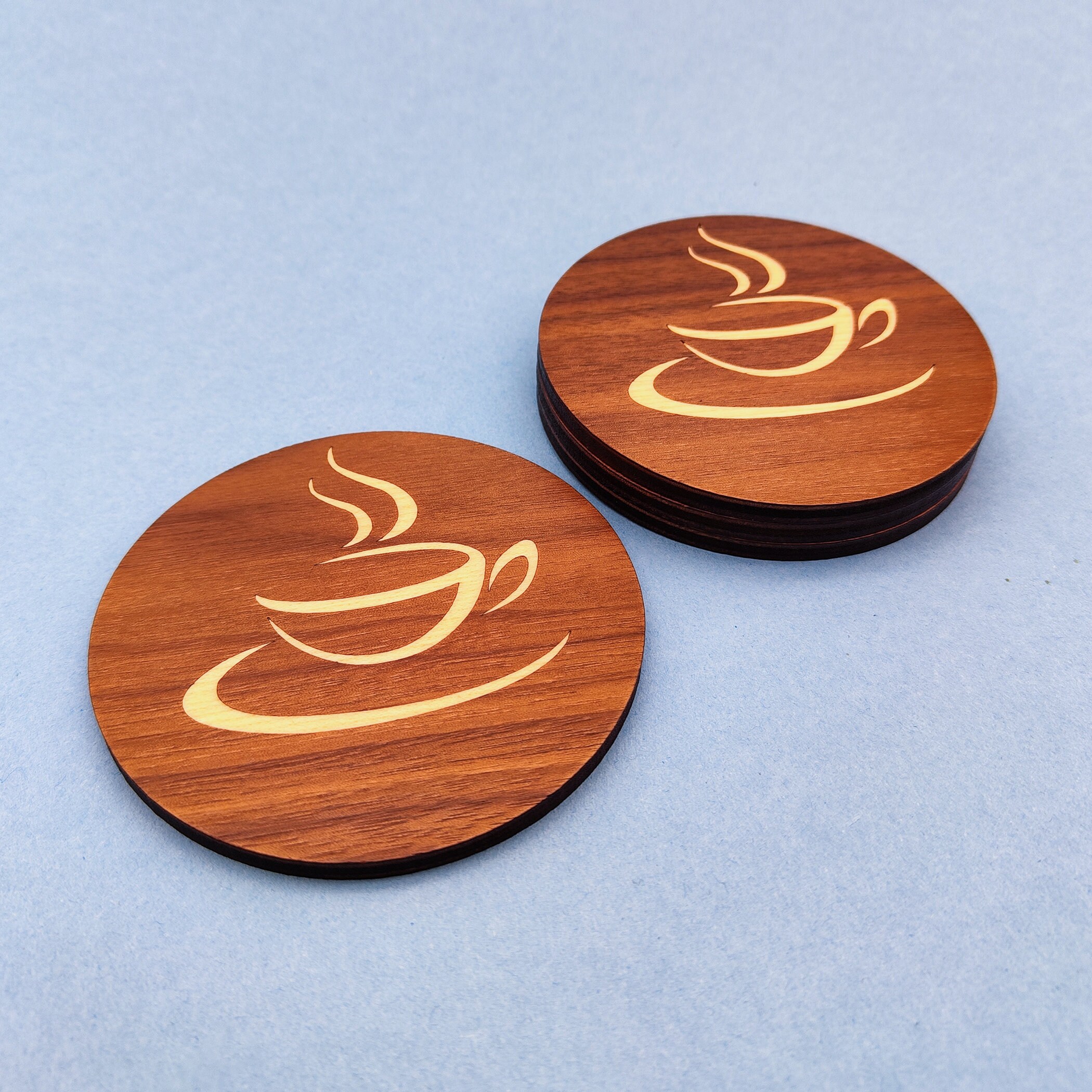 Coffee / Tea Coaster With Unique Wooden Inlay Beverage Coasters for ...