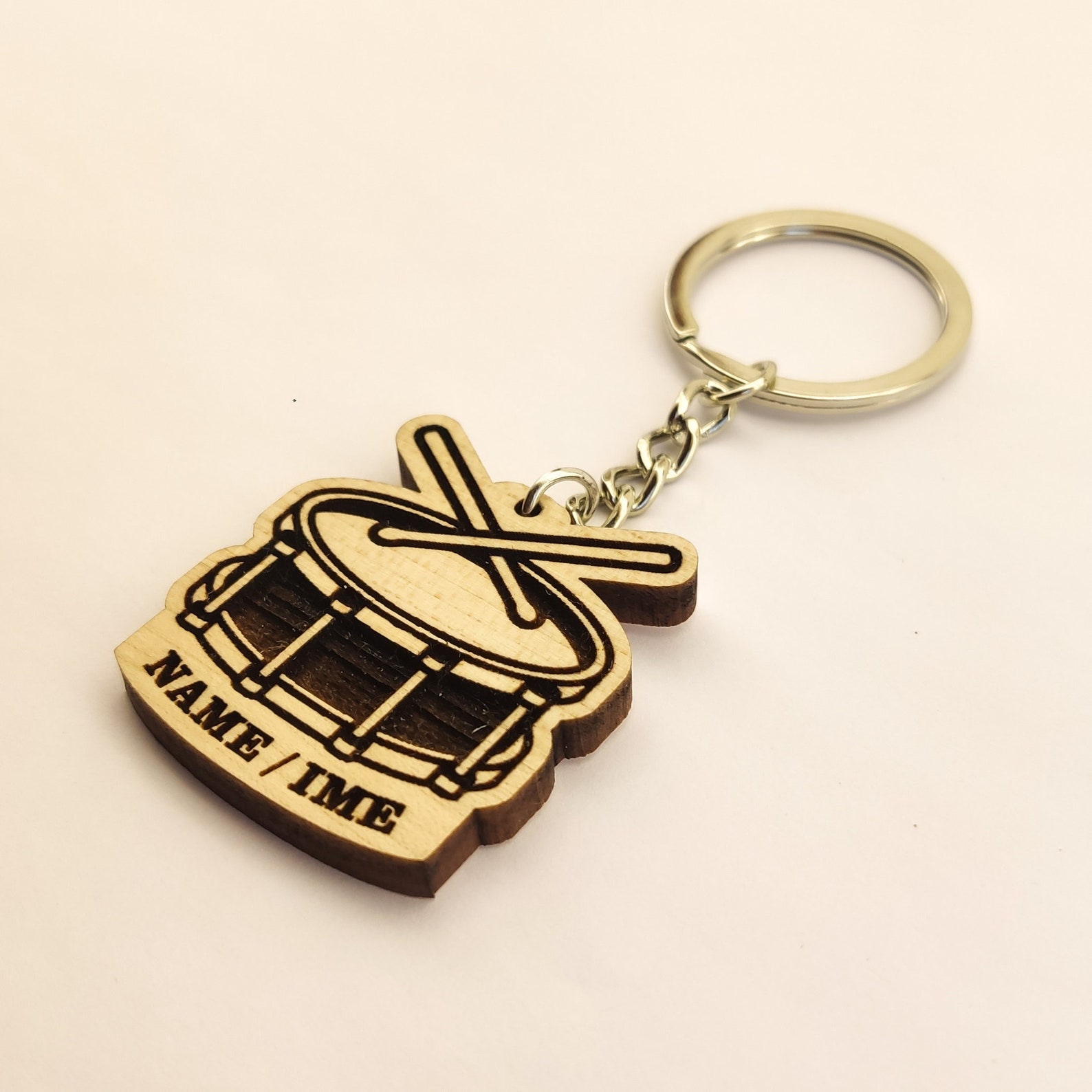 Personalized Drum Wooden Keyring / Keychain With Custom Name - Etsy
