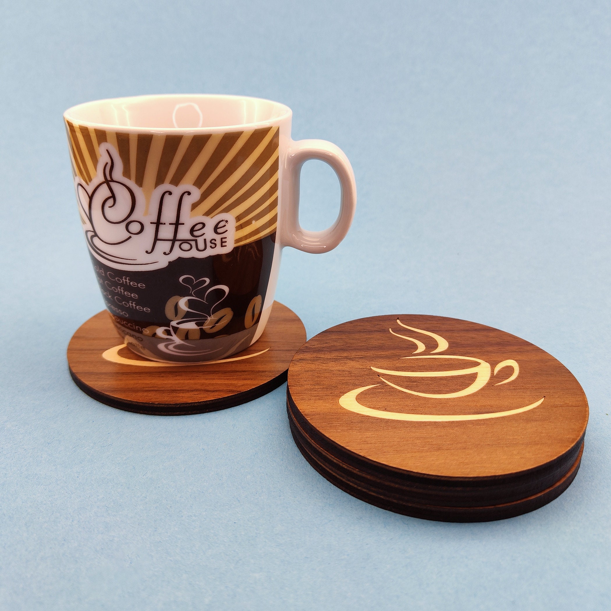 Coffee / Tea Coaster With Unique Wooden Inlay Beverage Coasters for ...