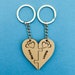 Personalized Interlocking Heart Wooden Keyring / Keychain Set With ...