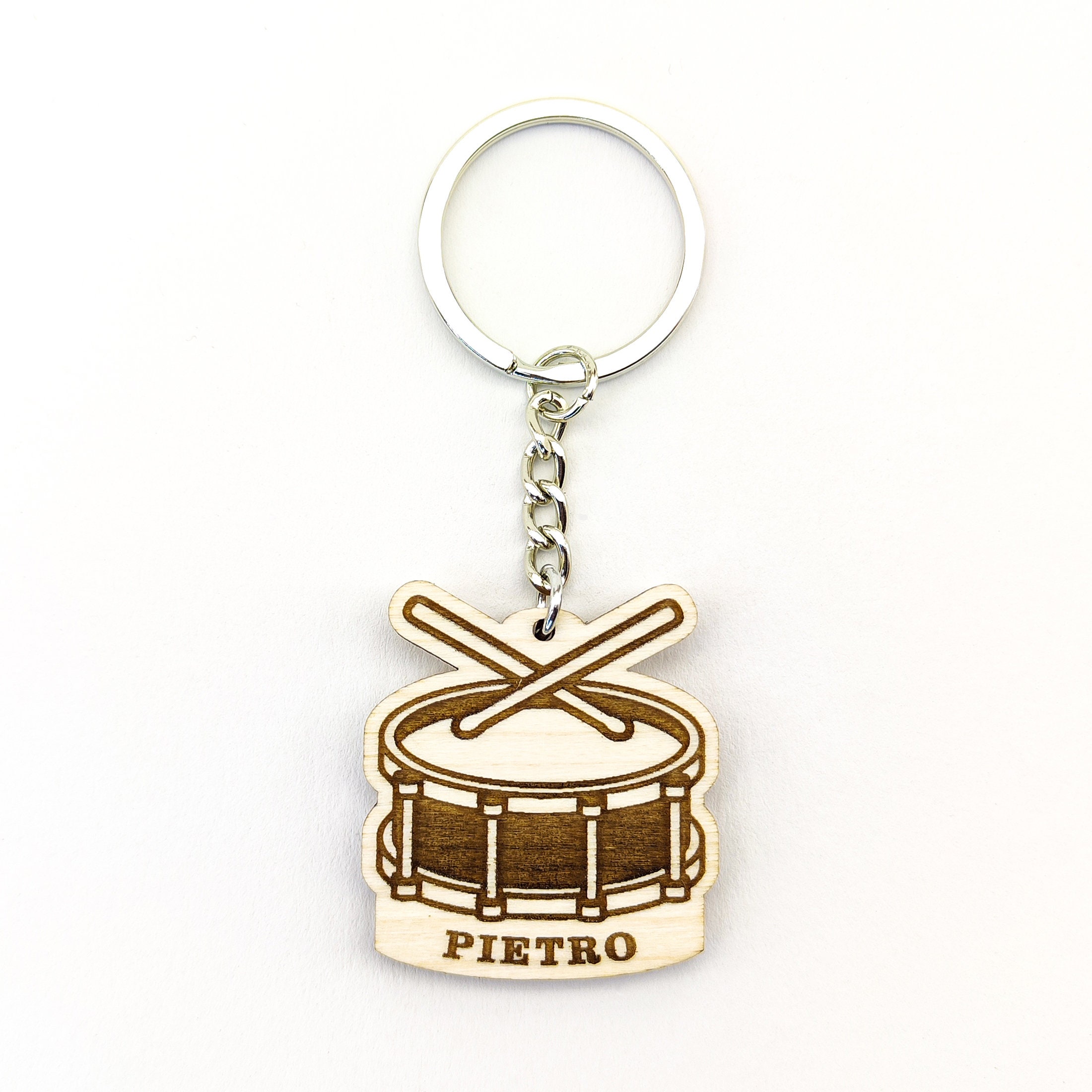 Personalized Drum Wooden Keyring / Keychain With Custom Name Engraving ...