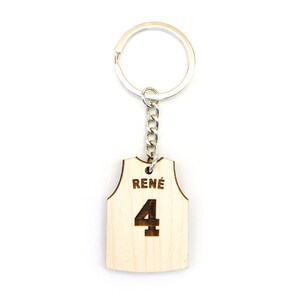 Personalized Basketball Jersey Wooden Keyring / Keychain With Custom ...