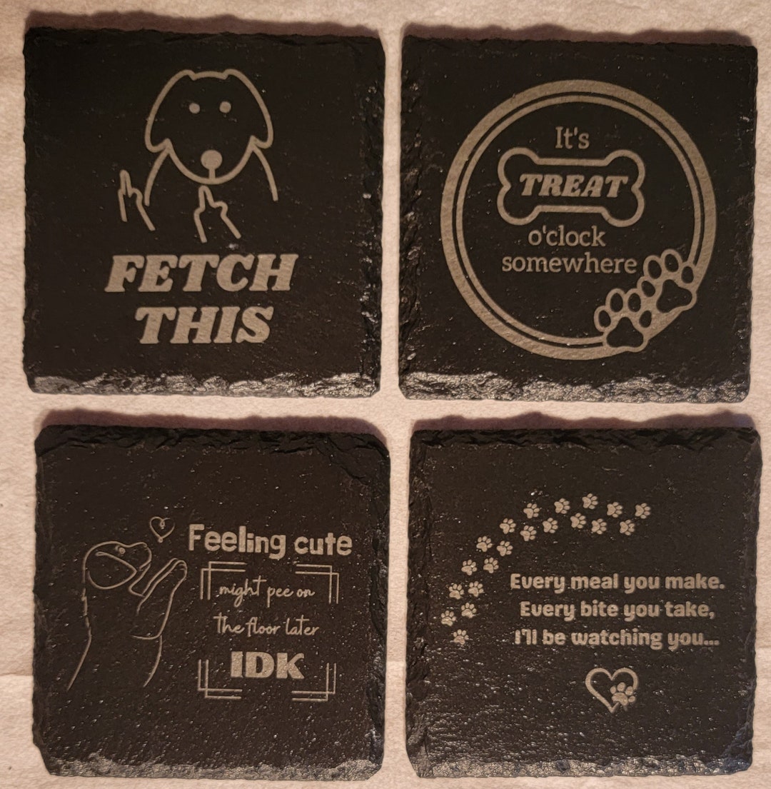 Slate Coaster Set Dog Humor - Etsy
