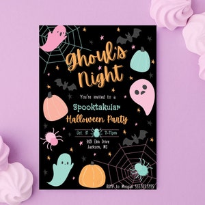 Editable Ghouls Night Halloween Invitation, Girls Night, Halloween ...