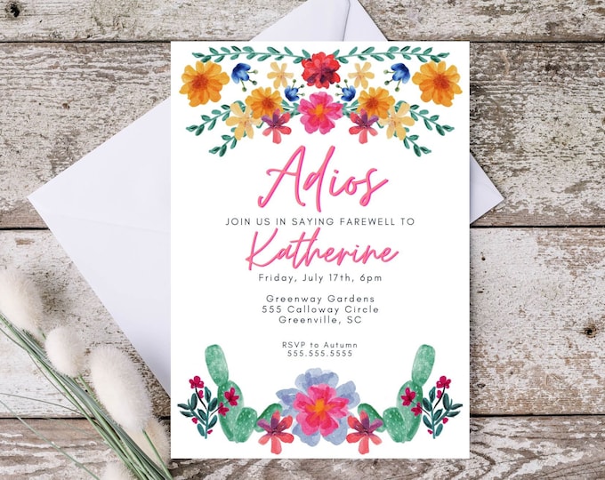 Editable Adios Farewell Party Invitation Template | Mexican Farewell ...