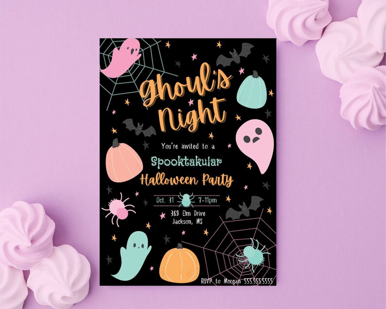 Editable Ghouls Night Halloween Invitation, Girls Night, Halloween ...