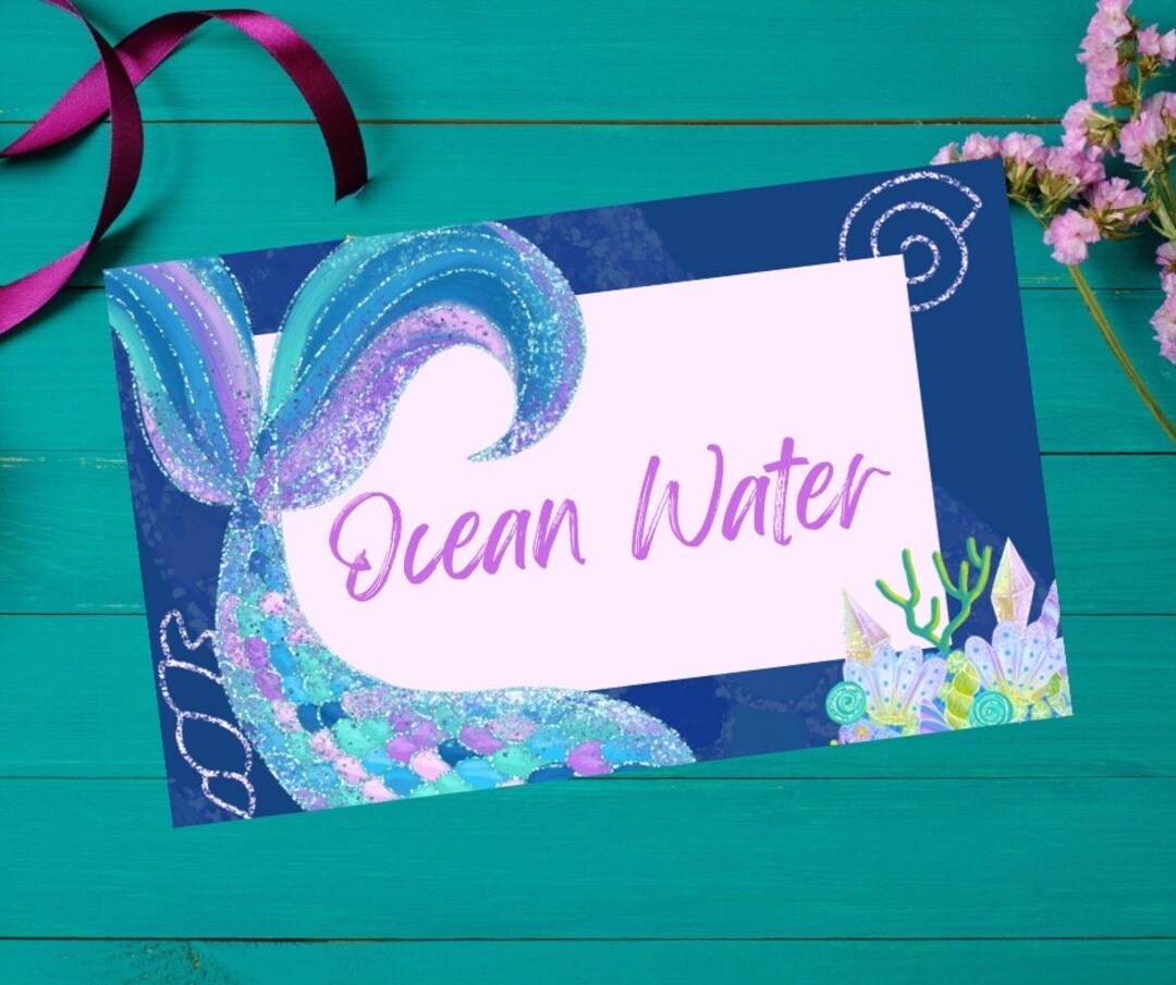 Editable Mermaid Birthday Party Tags, Girls Party, Dive Into Five, Food ...