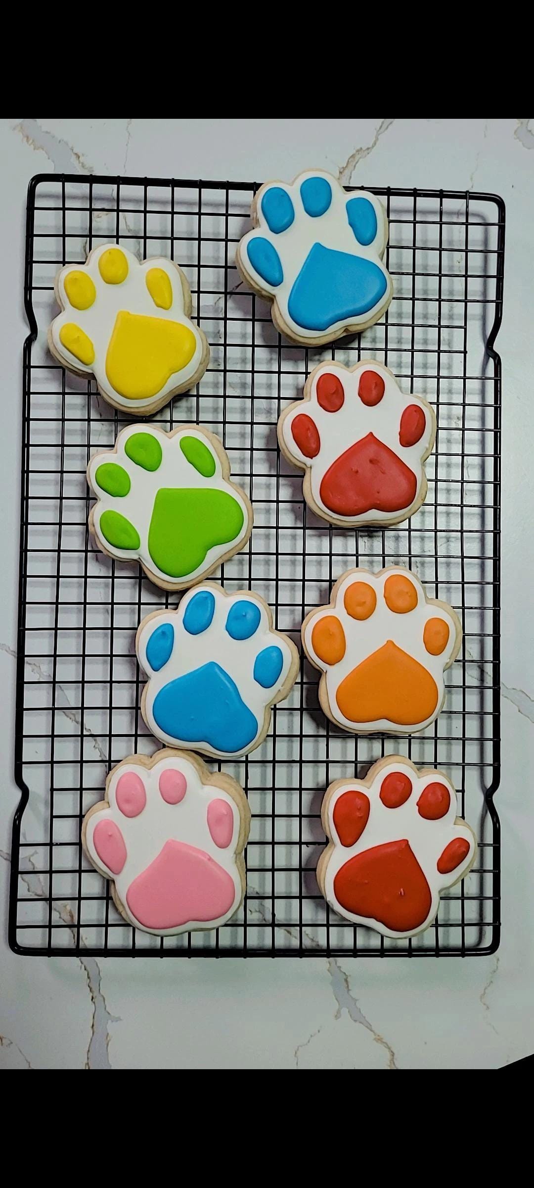 Paw Cookies | Colorful Paw Sugar Cookies| Blue Paw| Pink Paw Cookies ...