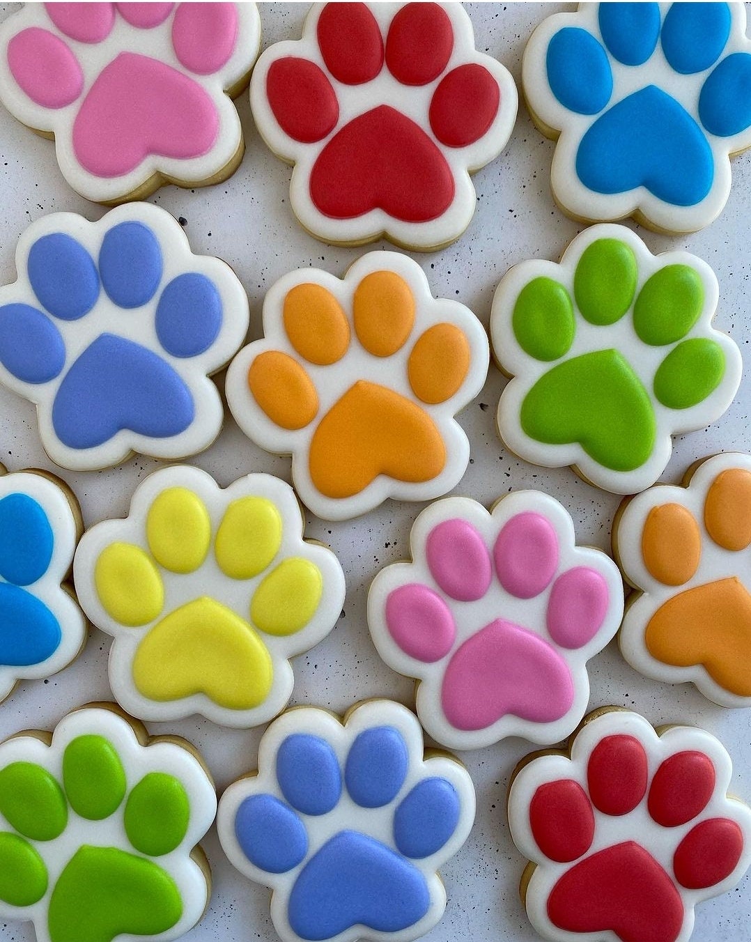 Paw Cookies Colorful Paw Sugar Cookies Blue Paw Pink Paw Cookies ...