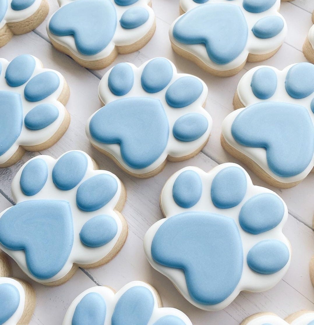Paw Cookies Colorful Paw Sugar Cookies Blue Paw Pink Paw Cookies ...