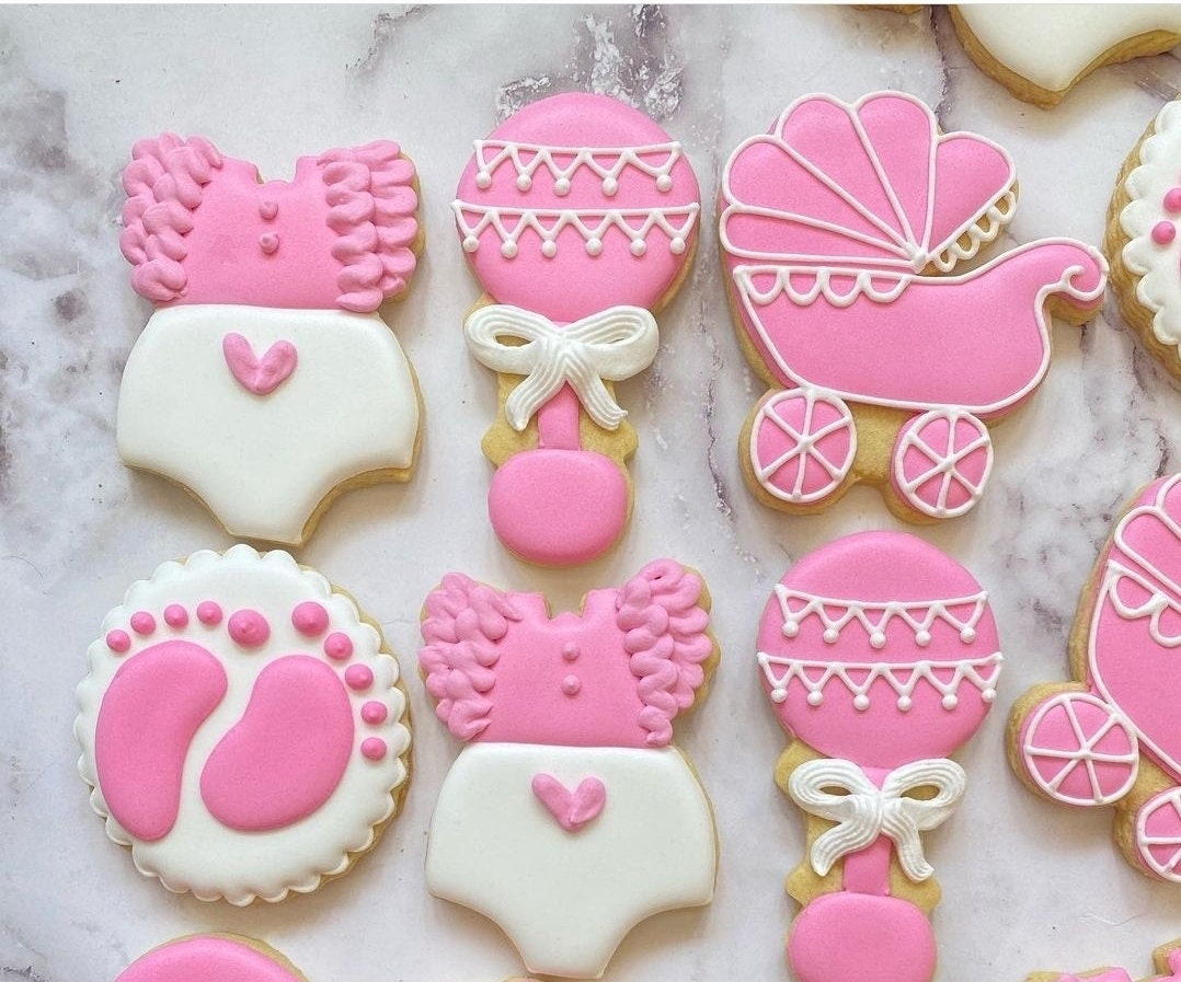 12 Flower Baby Shower Sugar Cookies Sugar Cookies Baby Shower Cookies ...