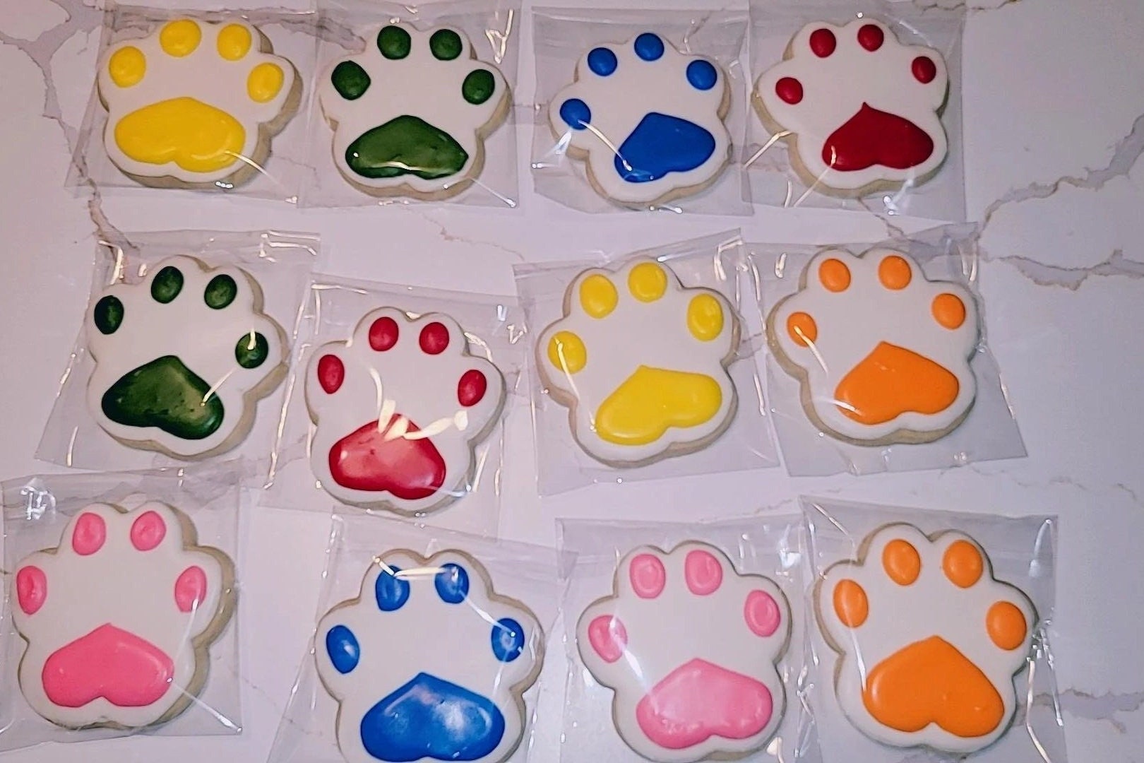 Paw Cookies | Colorful Paw Sugar Cookies| Blue Paw| Pink Paw Cookies ...