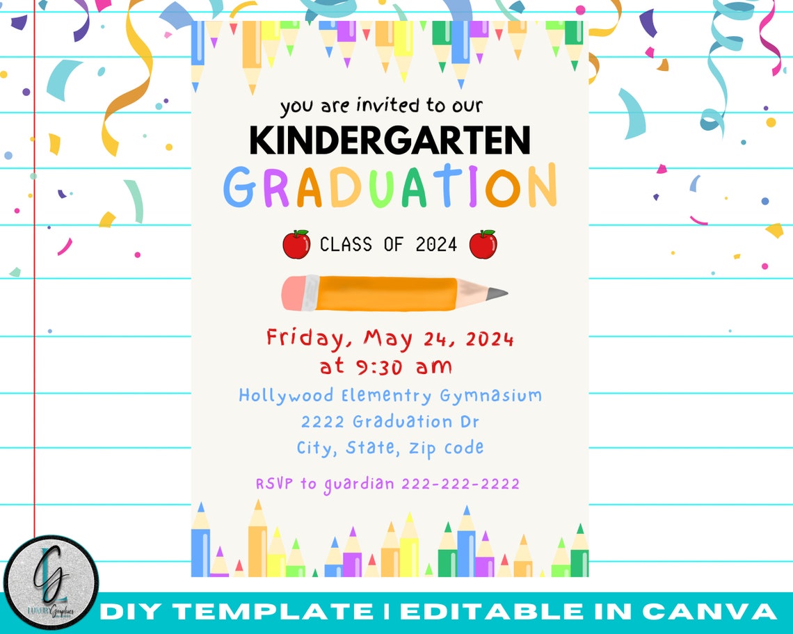 Prek-fifth Grade Graduation Invitation | Graduation Invitation ...