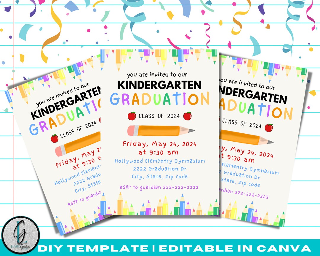 Prek-fifth Grade Graduation Invitation | Graduation Invitation ...
