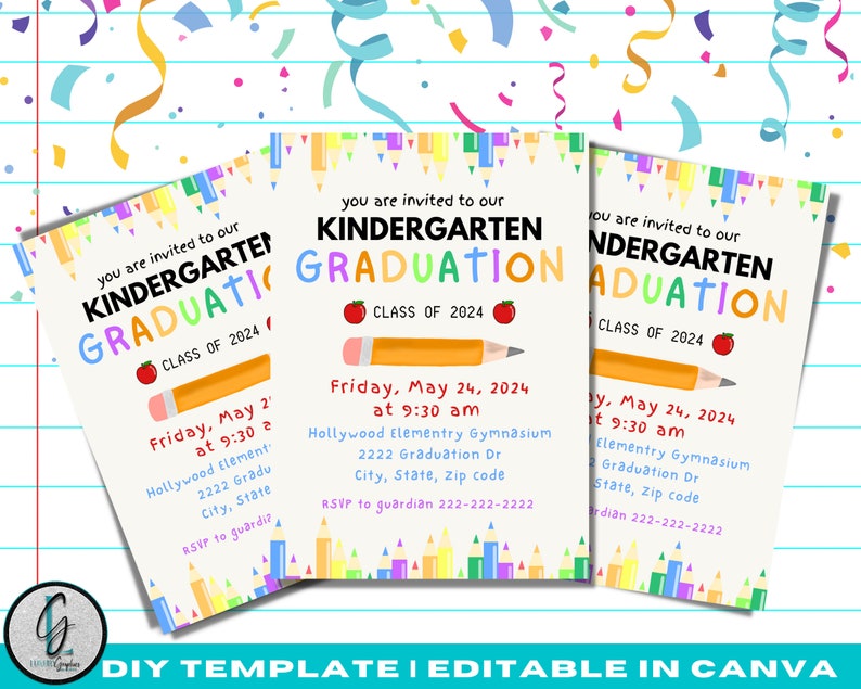 Prek-fifth Grade Graduation Invitation | Graduation Invitation ...