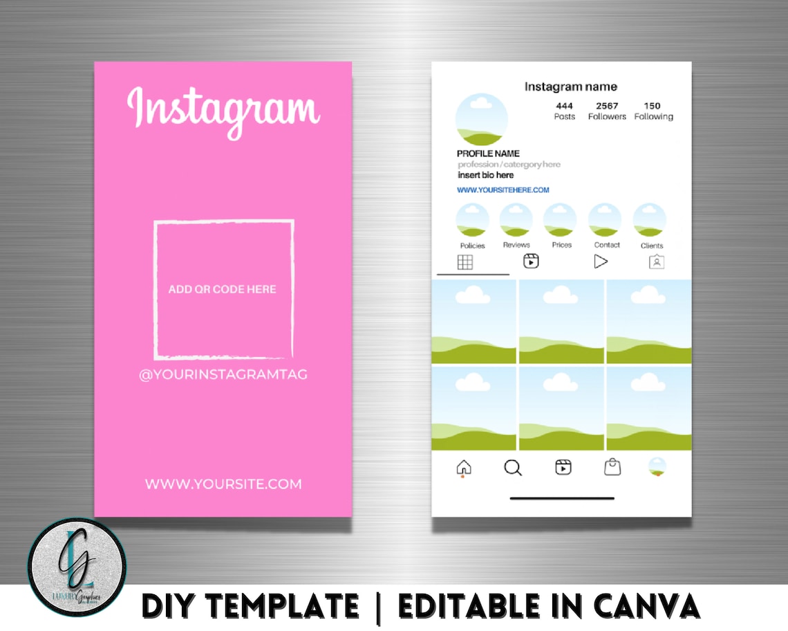 Instagram Business Card Template Instagram Business Card - Etsy