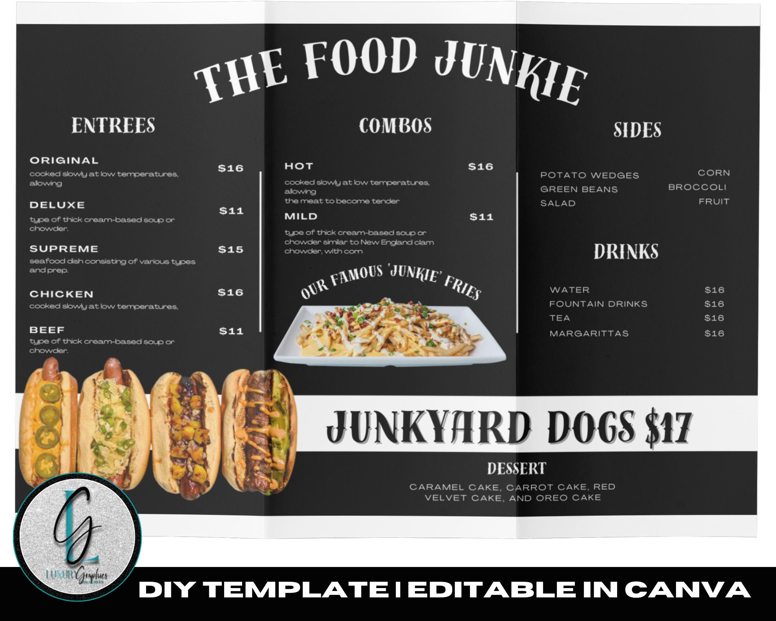 Food Menu Template | Restaurant Menu for Social Media | Editable ...