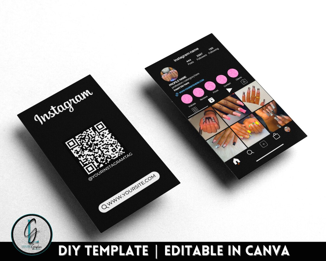 Black Business Card Template | Instagram Business Card | Business Card ...